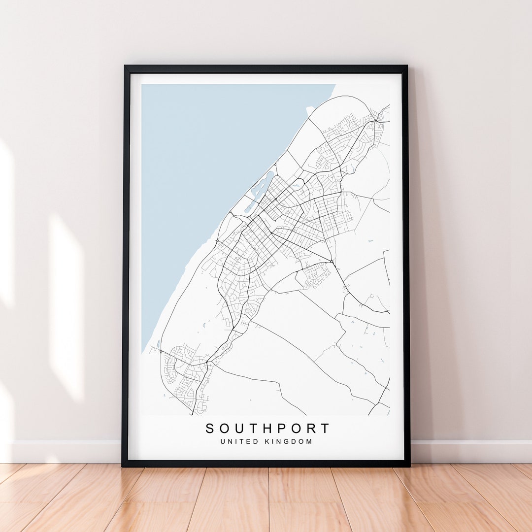 Southport Map England Print Poster Minimalist Home Decor Southport UK ...
