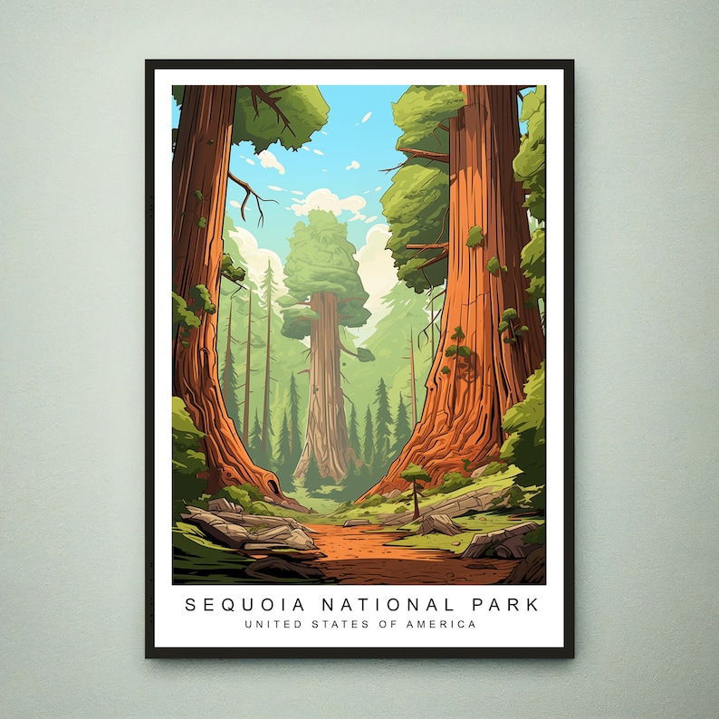 Sequoia National Park Illustration Print Sequoia National Park Poster ...