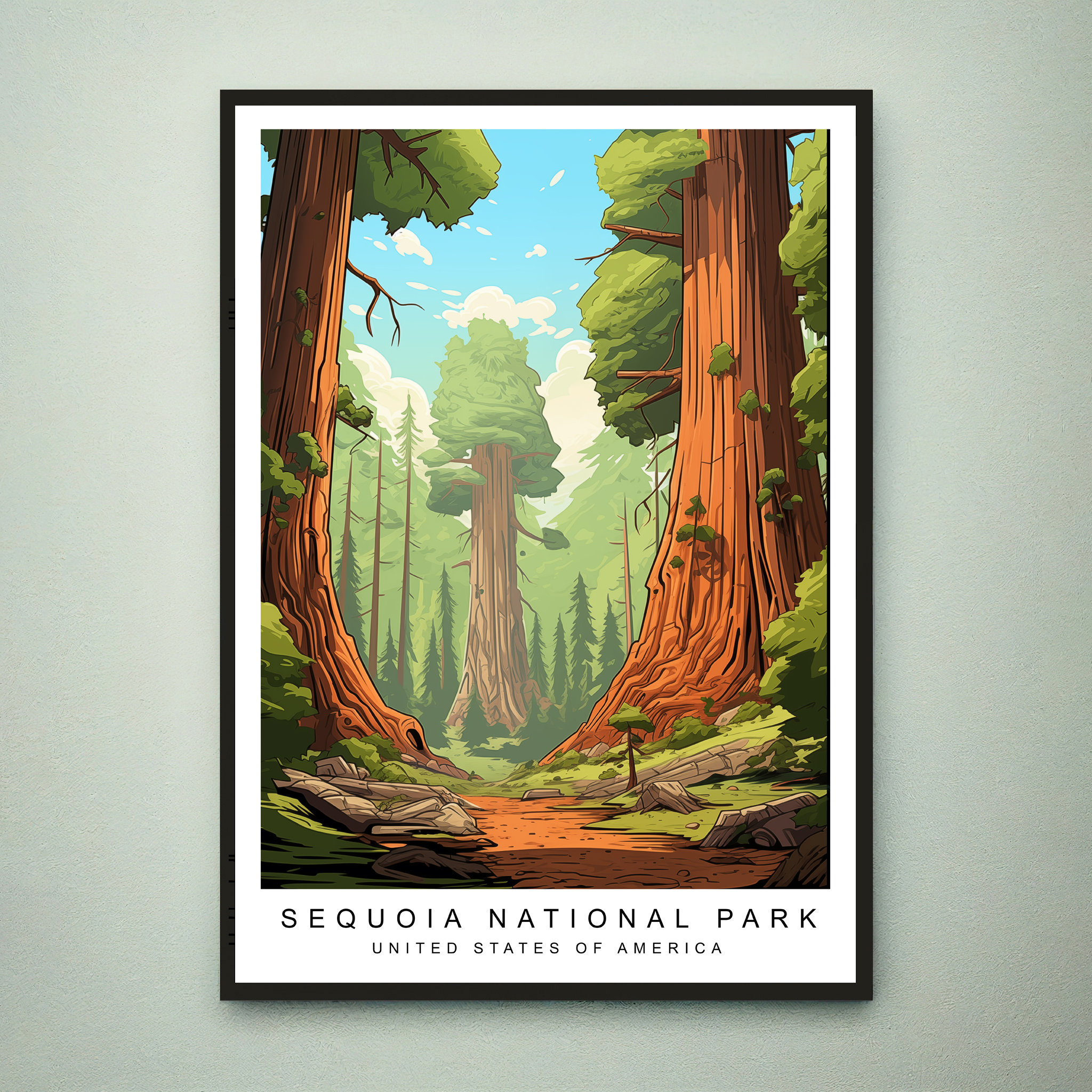 Sequoia National Park Illustration Print Sequoia National Park Poster ...