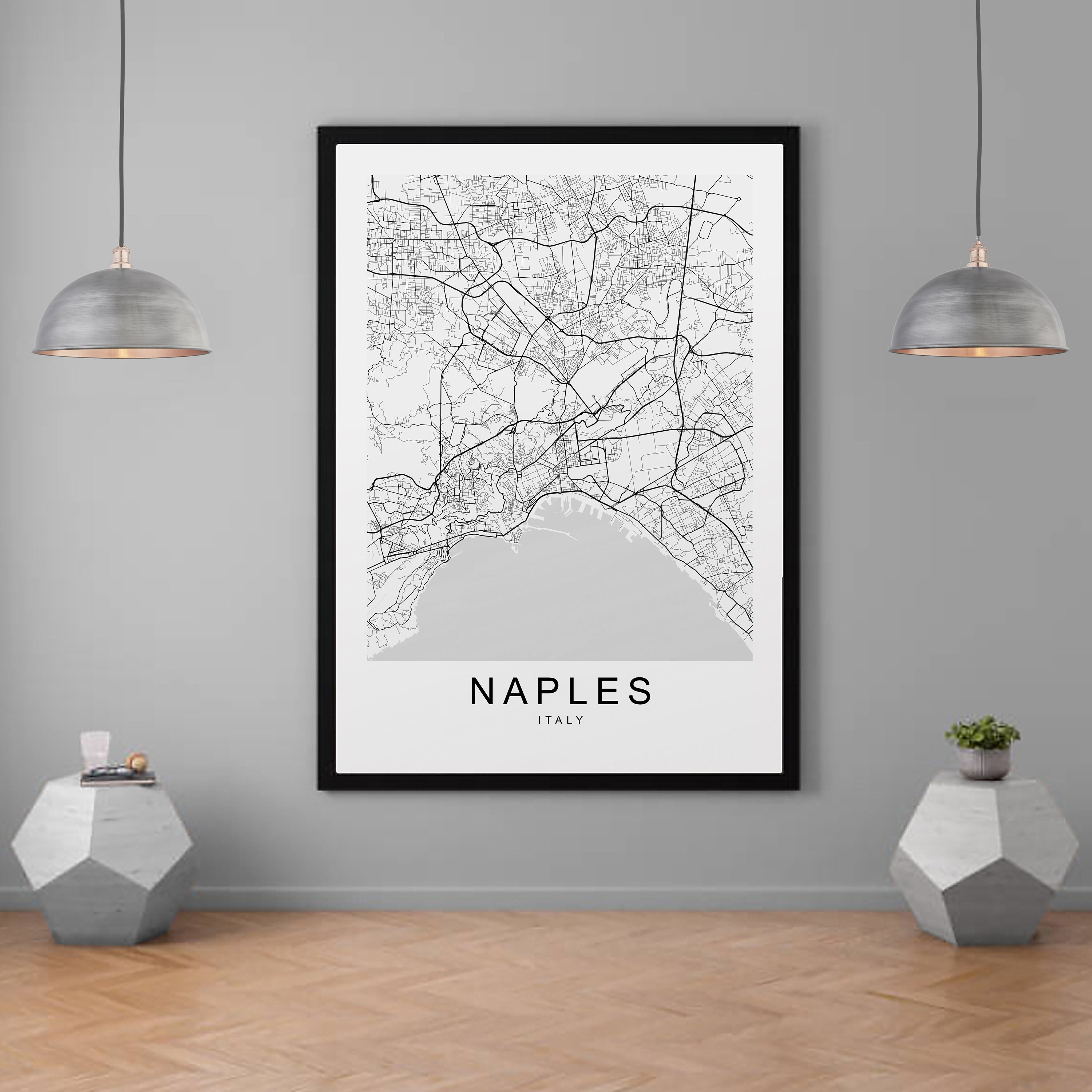 Naples Map Italy Town City Map Print Minimalist Home Map Poster Wall ...