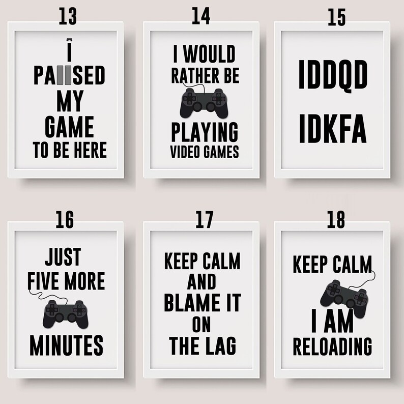 Gaming Prints Posters Kids Children Adult Gamers Bedroom Text | Etsy