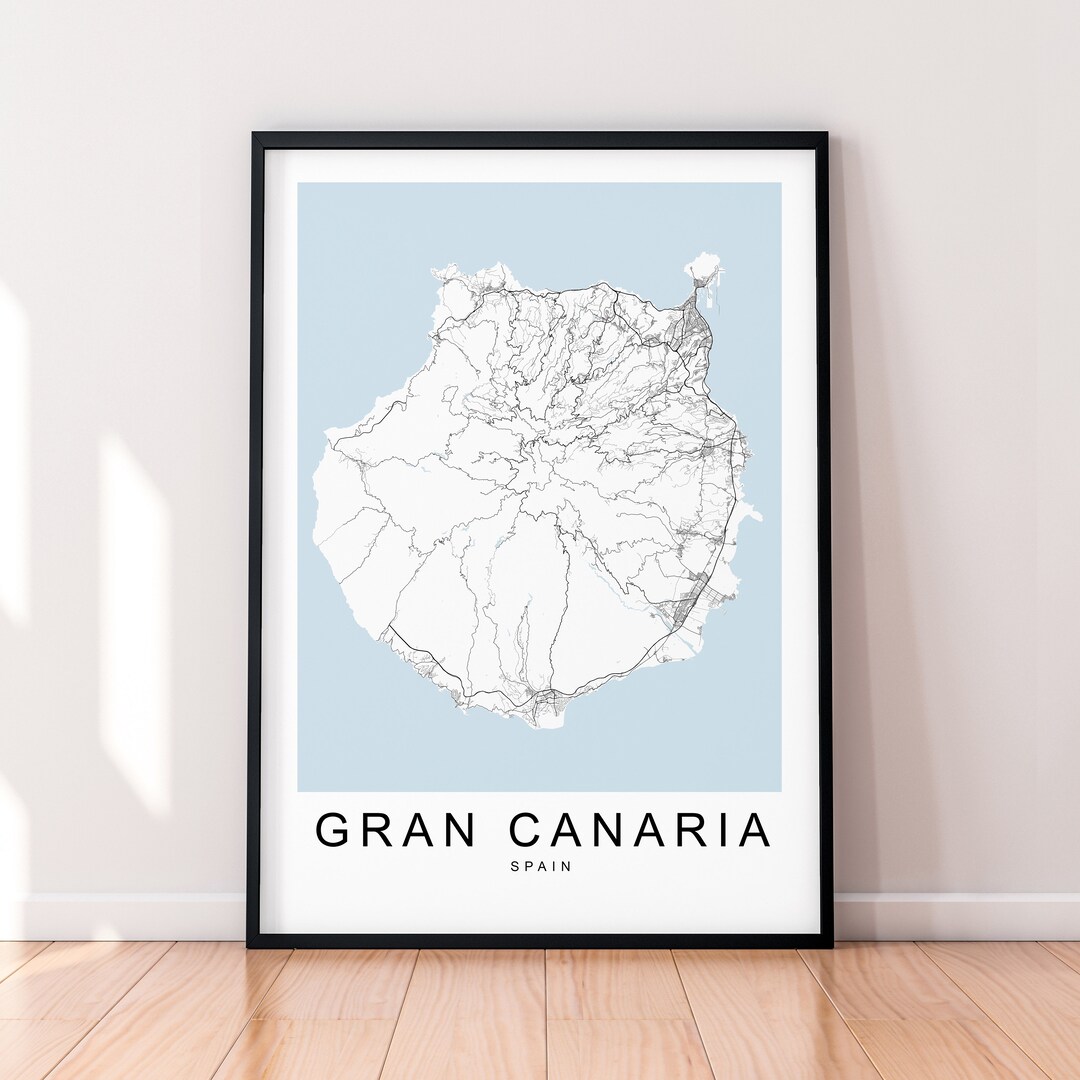 Gran Canaria Island Map Spain Print Minimalist Canary Island Map Poster ...