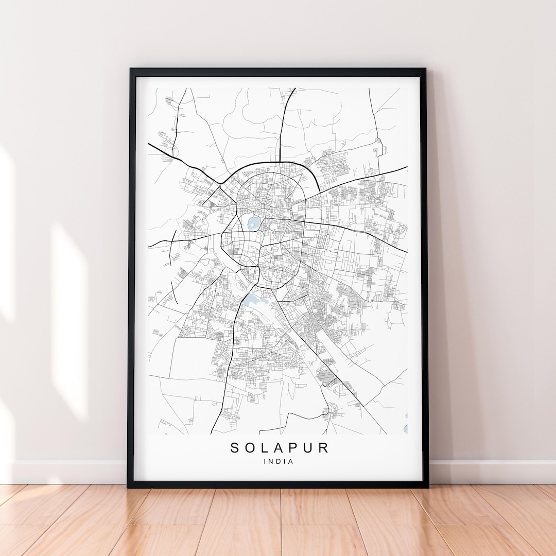 Solapur India Map Illustration Print Poster Unframed Art - Etsy