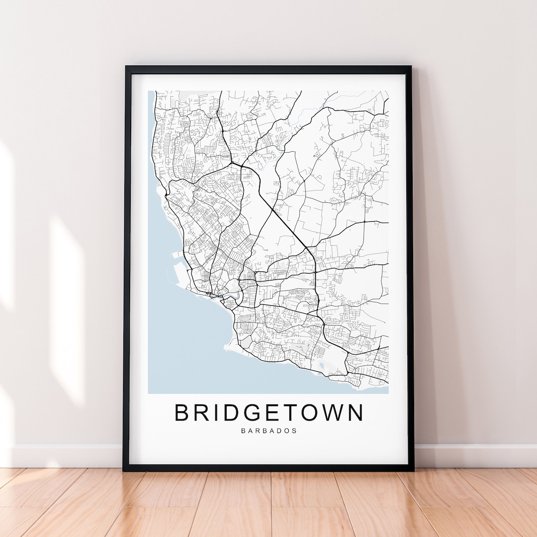 Bridgetown Capital City Map Print Barbados Minimalist Bridgetown City ...