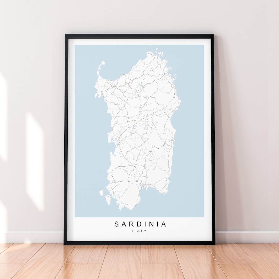 Sardinia Island Map Italy Print Poster Minimalist Home Sardinia Italia ...