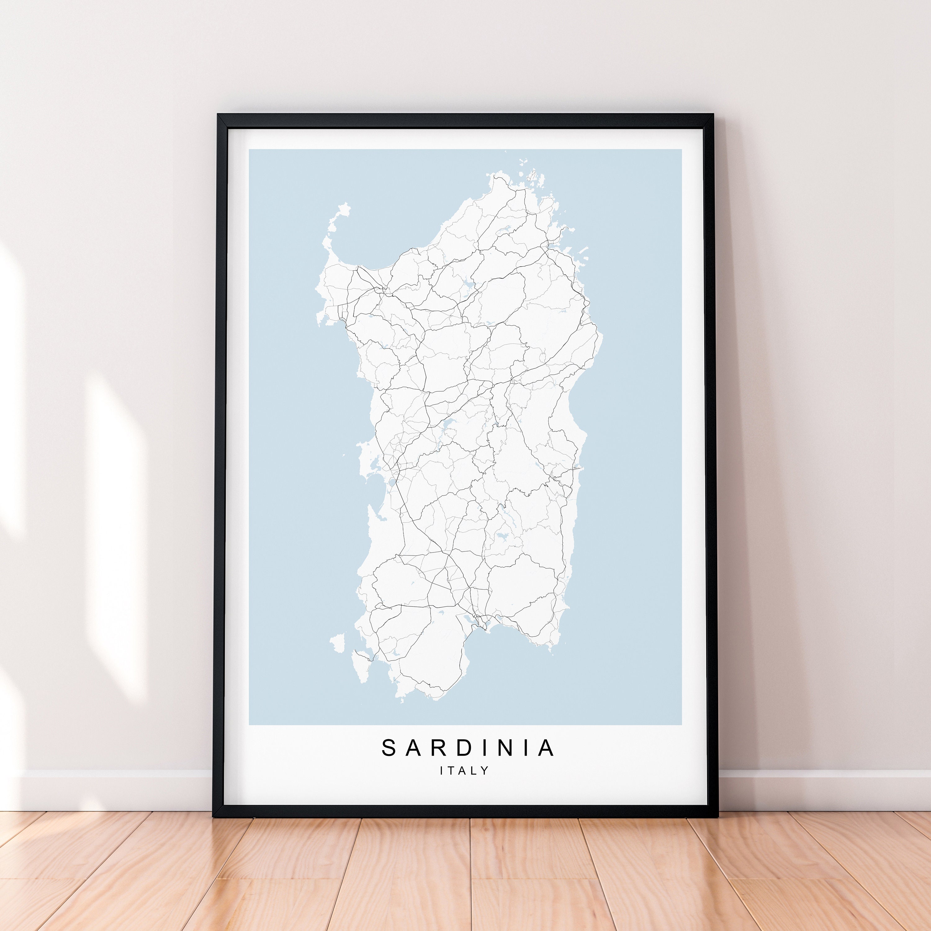 Sardinia Island Map Italy Print Poster Minimalist Home Sardinia Italia ...