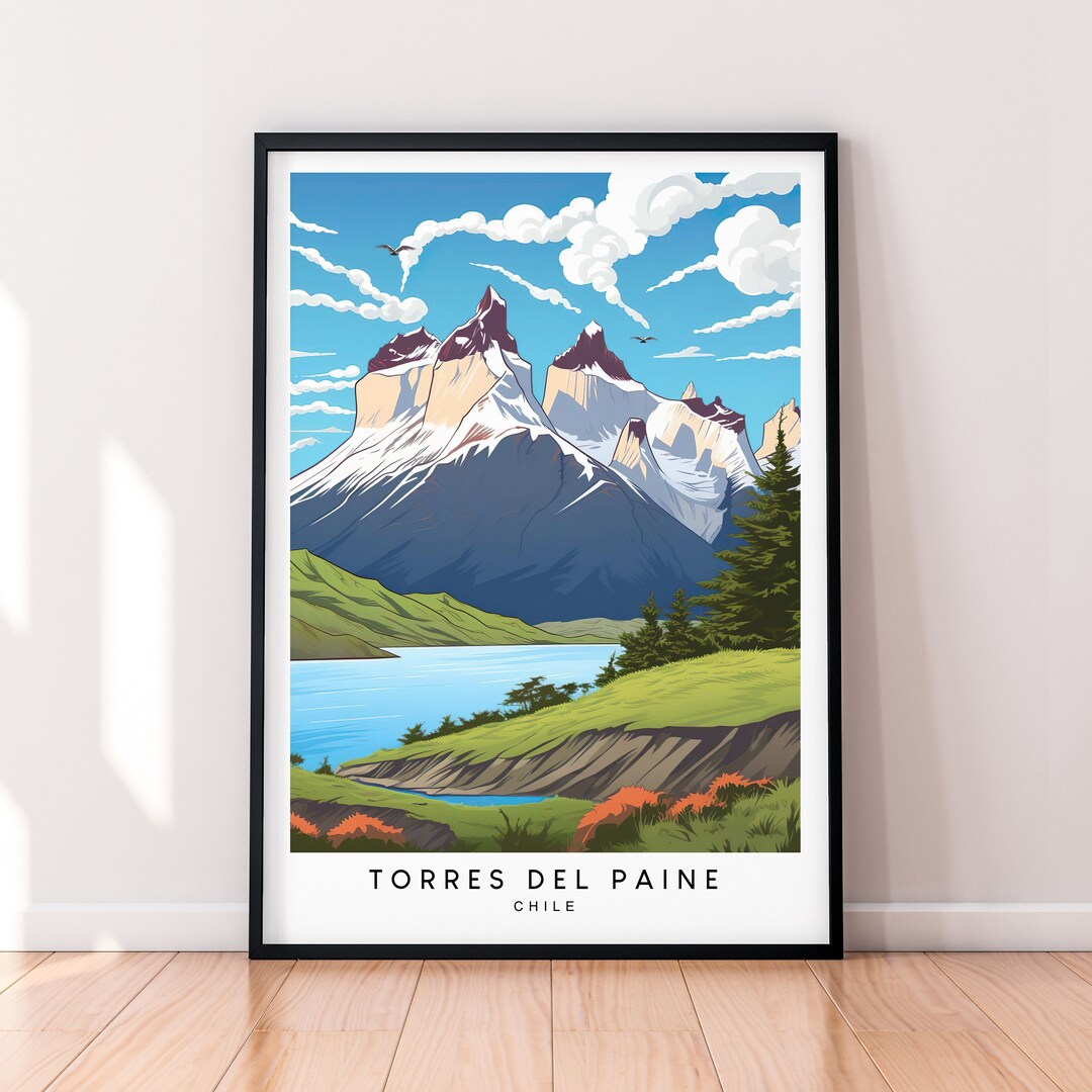 Torres Del Paine National Park Illustration Print Torres Del Paine ...