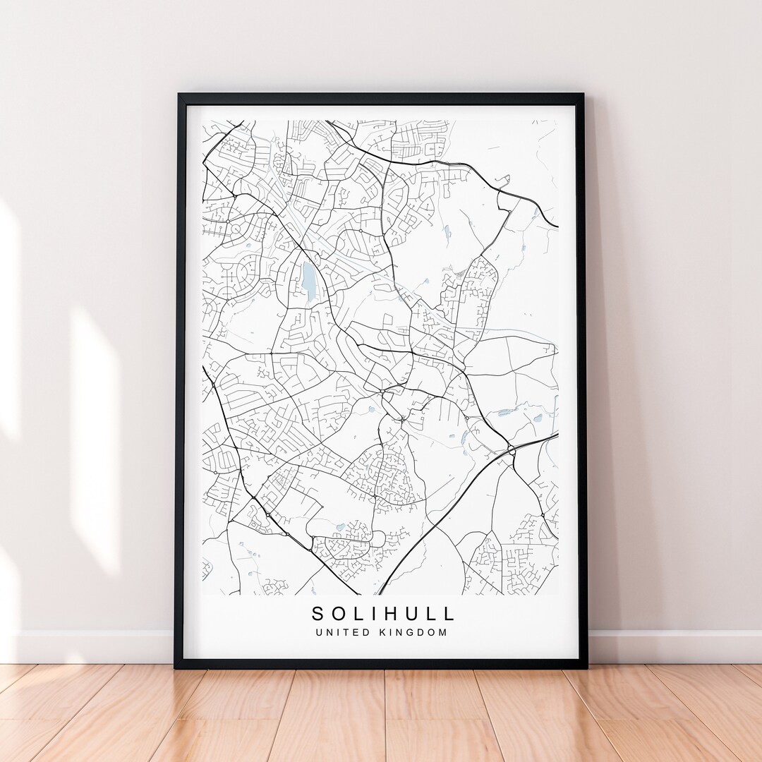 Solihull Map England Print Poster Minimalist Home Decor Solihull UK ...