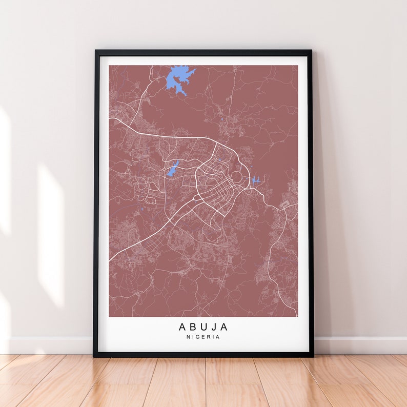 Abuja Map Nigeria Print Minimalist Abuja City Area Map Poster Wall ...