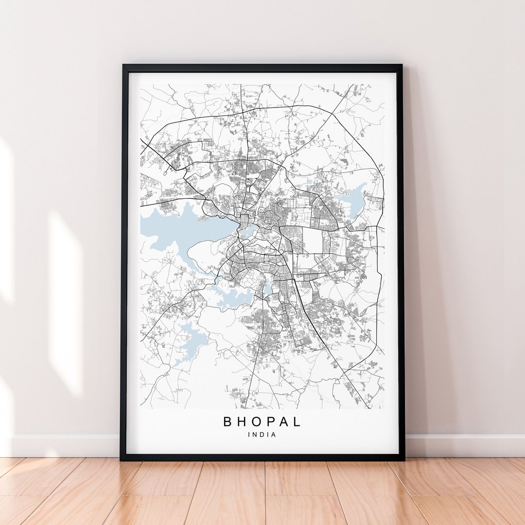 Bhopal City India Map Print Poster Minimalist Home Bhopal India Town ...