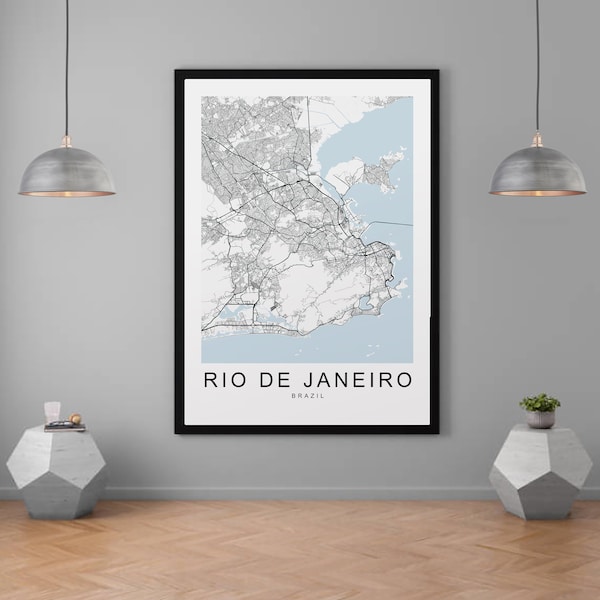 Rio De Janeiro Map - Etsy