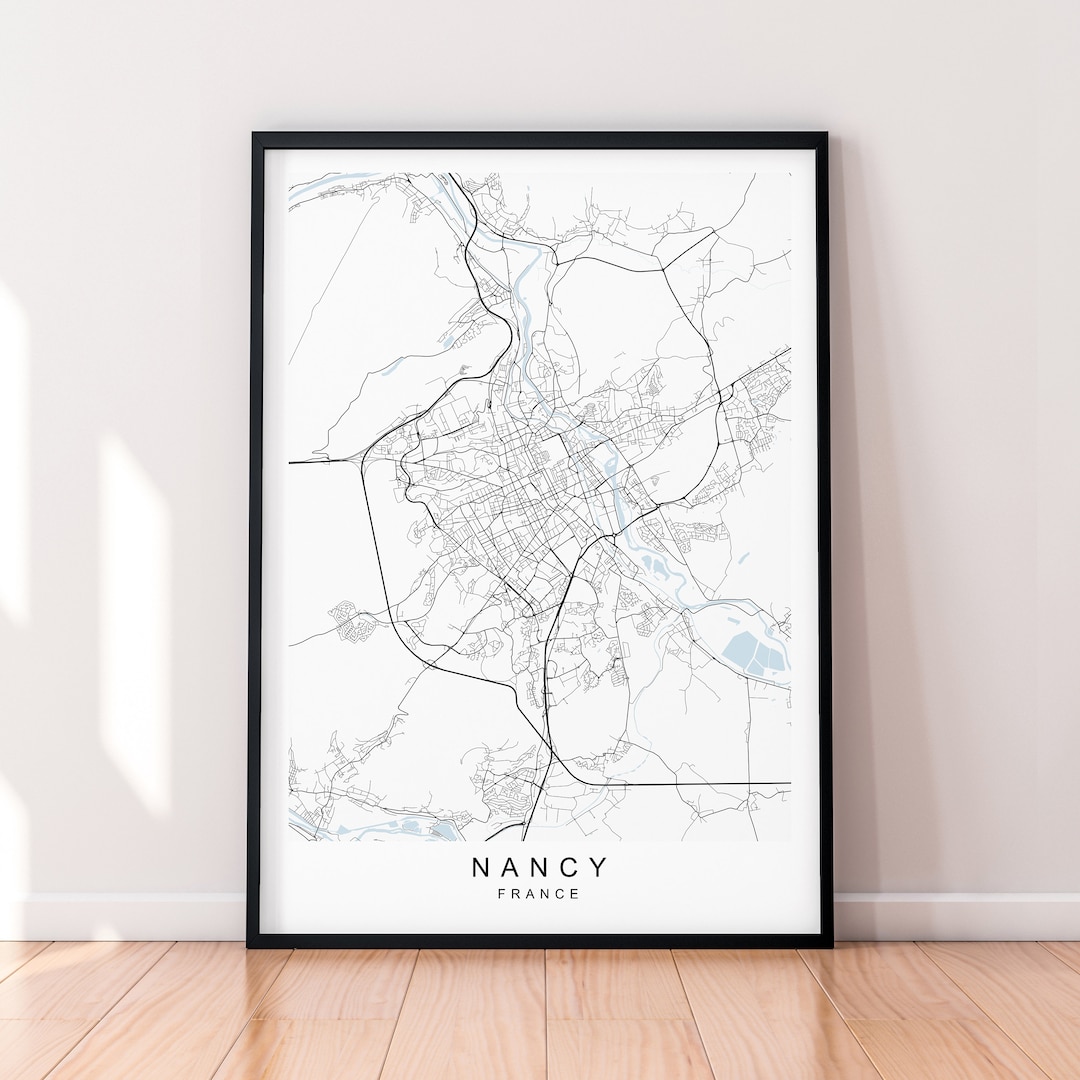 Nancy City Map France Print Poster Minimalist Home Decor Nancy France ...