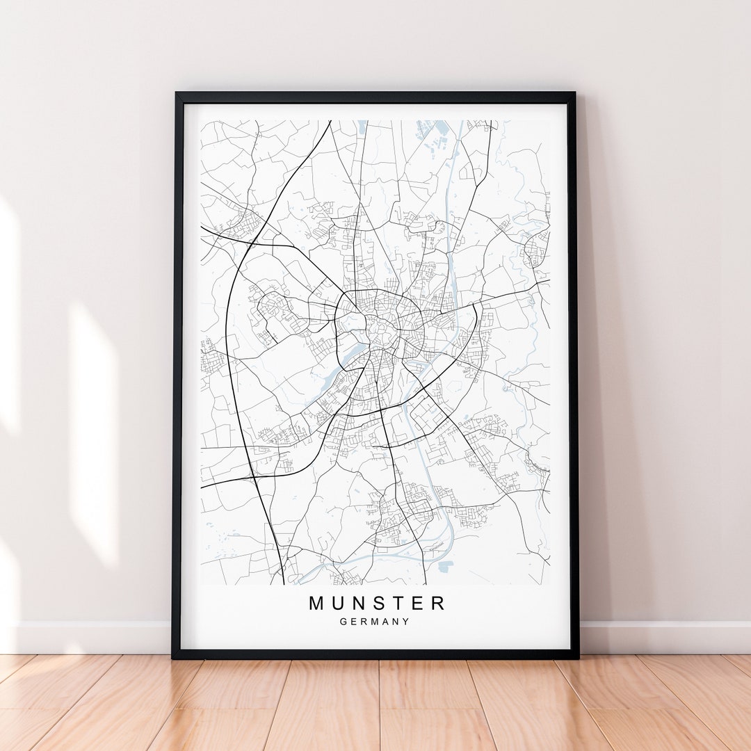 Münster City Map Germany Print Poster Minimalist Home Decor Munster ...