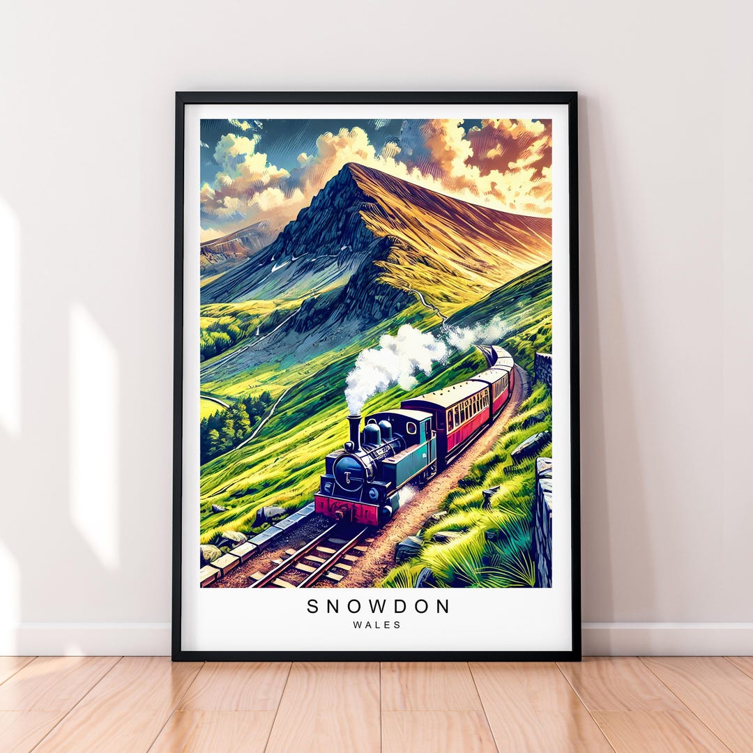 Llanberis Snowdon Train Illustration Print Snowdon Mountains Wales in ...