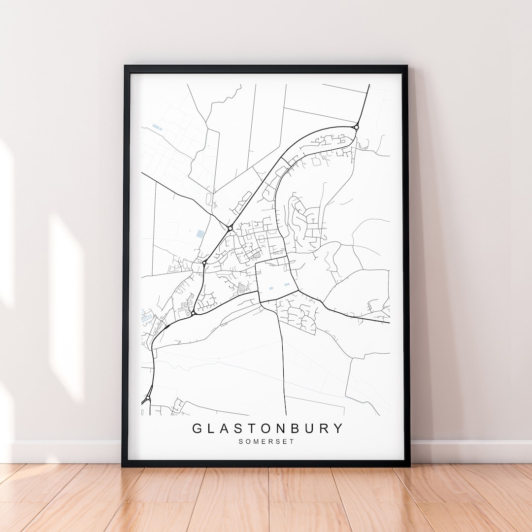 Glastonbury Town Map Print Minimalist Home Glastonbury Somerset Travel ...