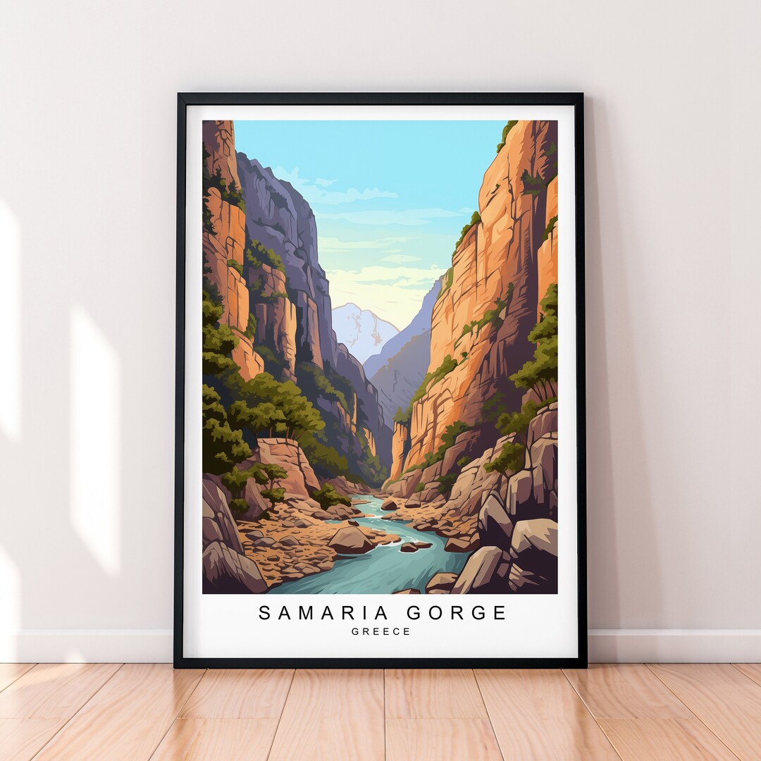 Samaria Gorge Travel Print Samaria Gorge Illustration Art Poster Gift ...