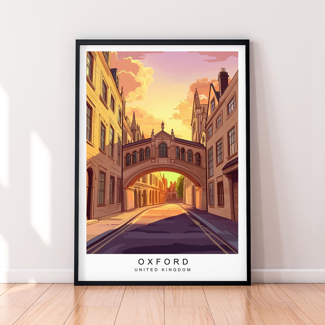 Oxford Sunset Illustration Print Oxford England Poster Wall Art Gift ...