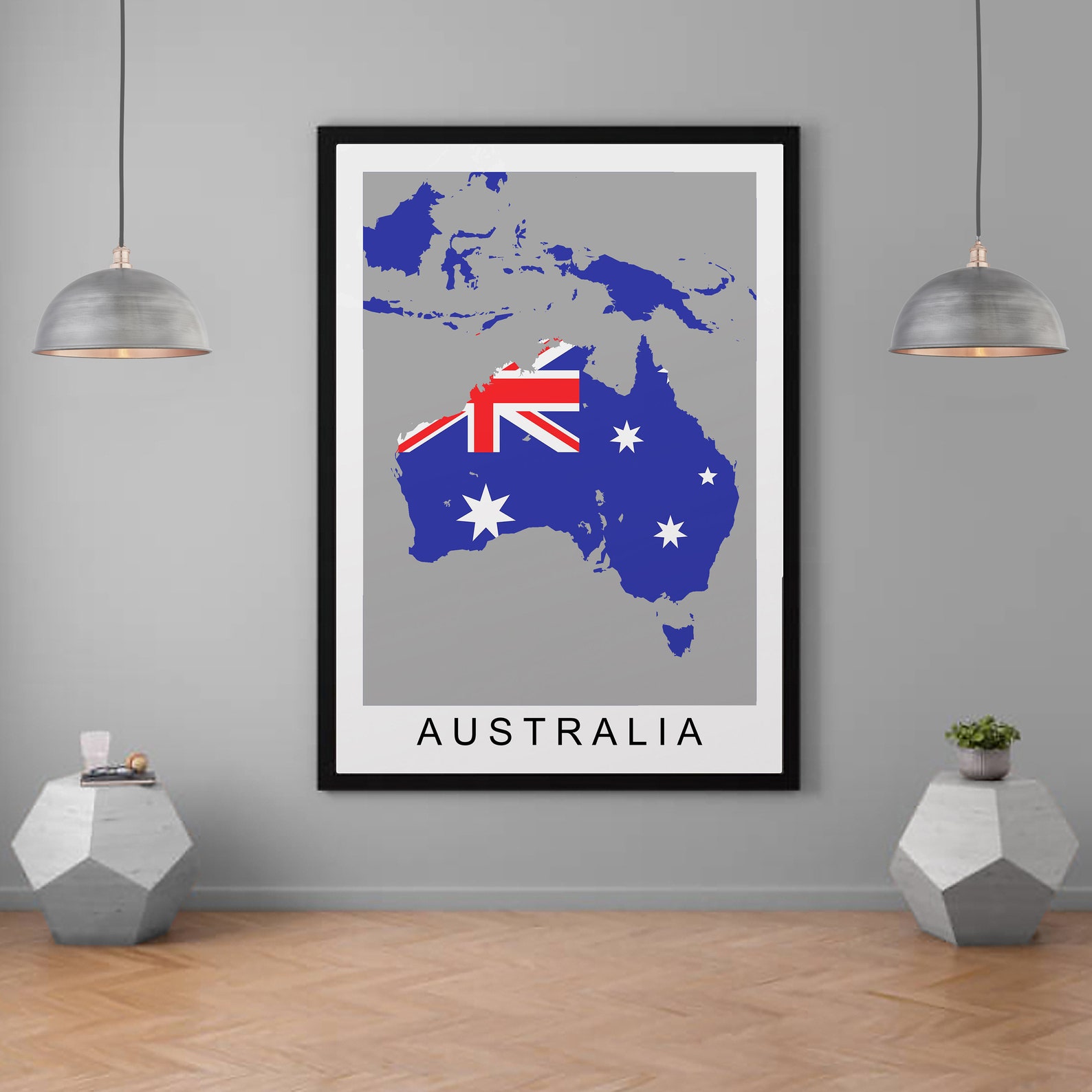 Australia Continent Map Print Minimalist Home Map Poster Wall - Etsy
