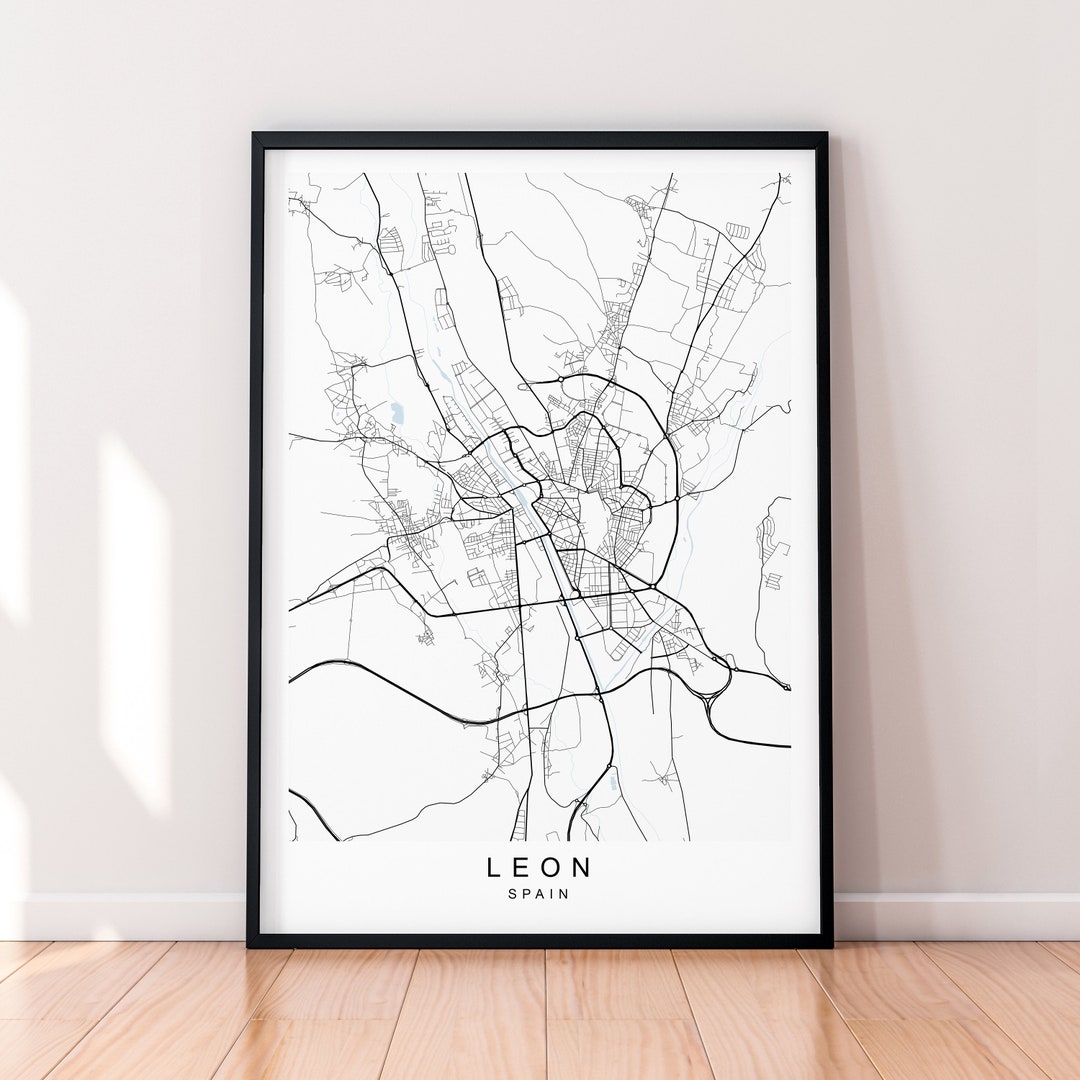 León City Map Spain Print Minimalist Leon Spain Town Map Poster Wall ...
