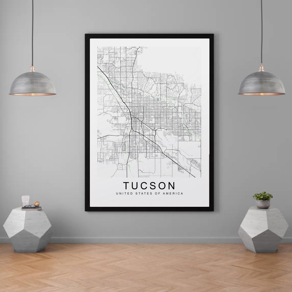 Tucson Arizona USA City Town Map Print Home Map Poster Wall | Etsy