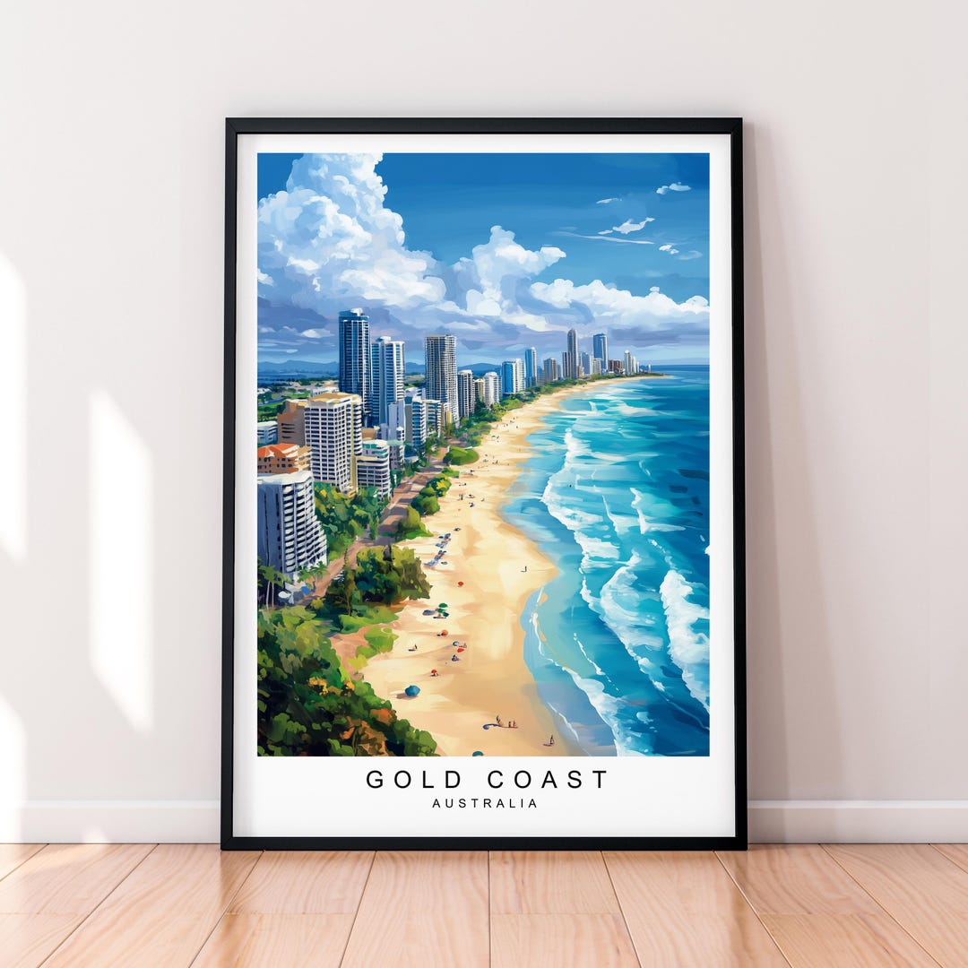 Gold Coast Illustration Wall Decor Print Gold Coast Australia Travel ...