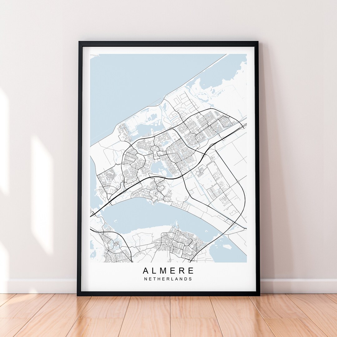 Almere City Map Netherlands Print Poster Minimalist Home Decor Almere ...