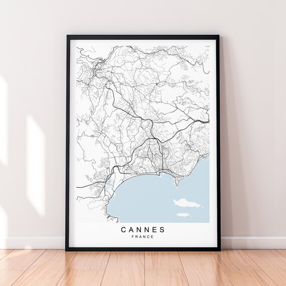 Cannes Map France Print Poster Minimalist Home Decor Cannes | Etsy