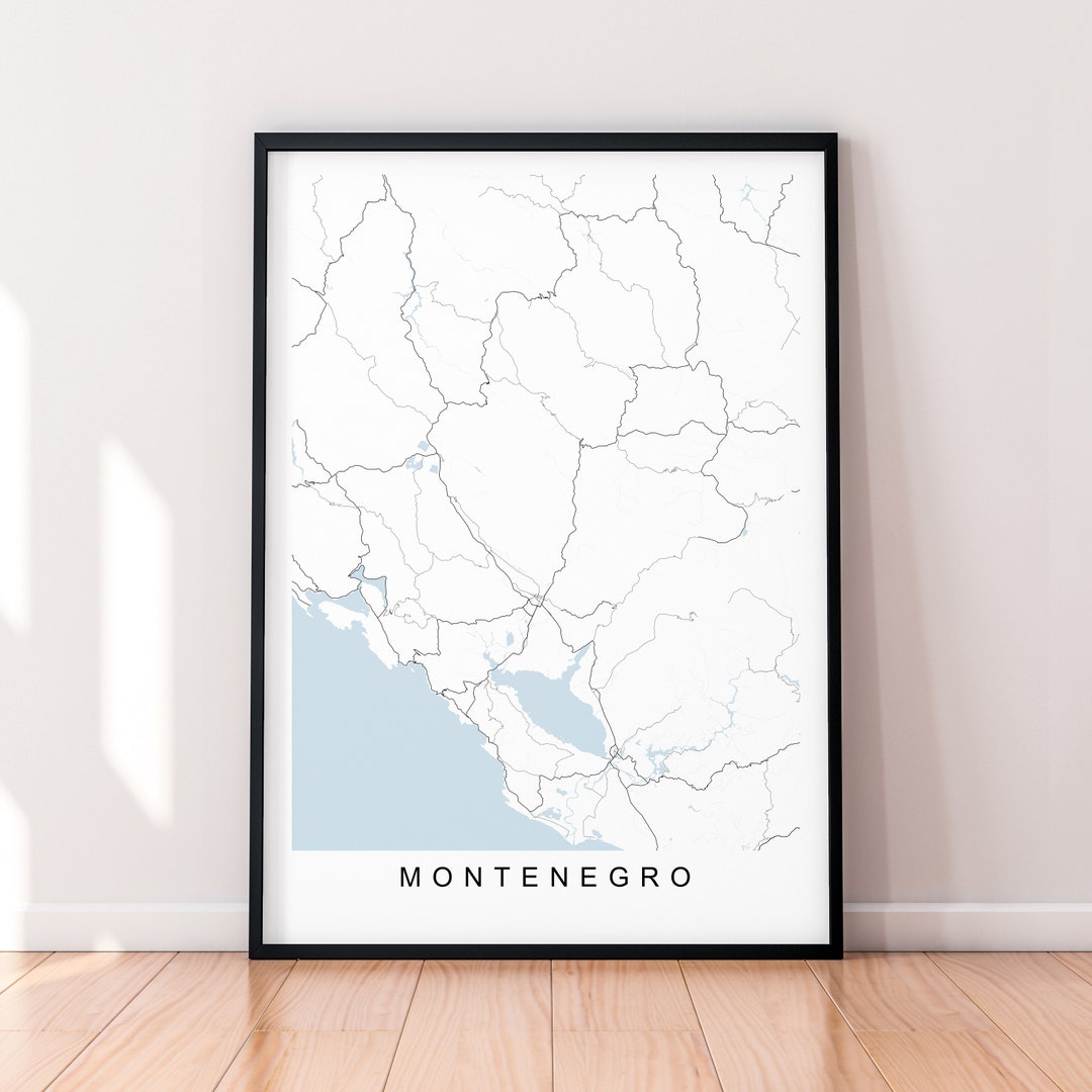 Montenegro Map Print Poster Minimalist Home Decor Montenegro Country ...