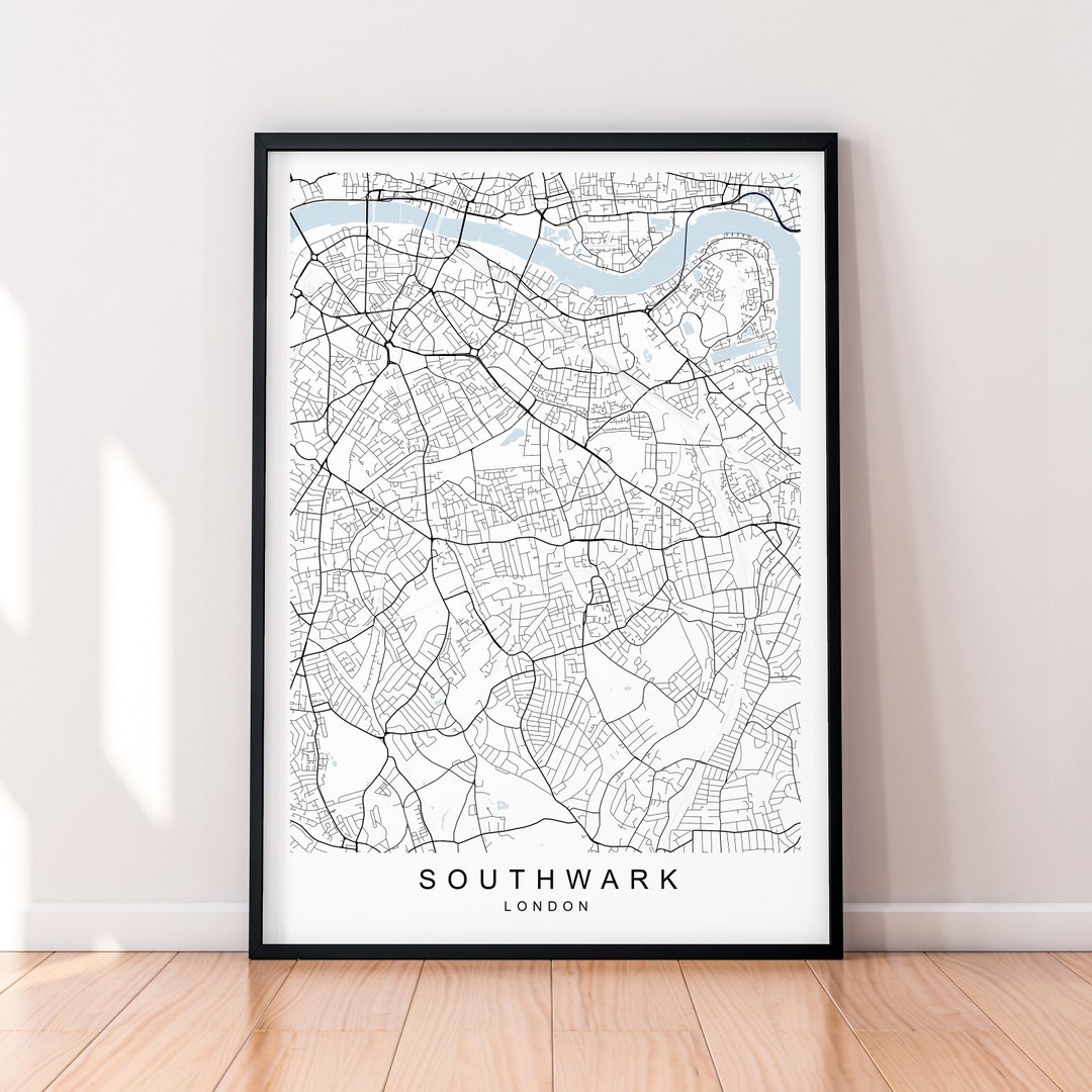 Southwark Borough of London Map Print Poster Minimalist Home London ...