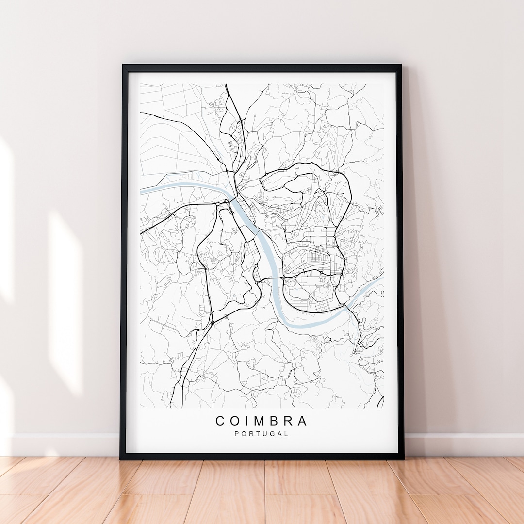 Coimbra City Map Portugal Print Minimalist Coimbra Portugal Town Map ...