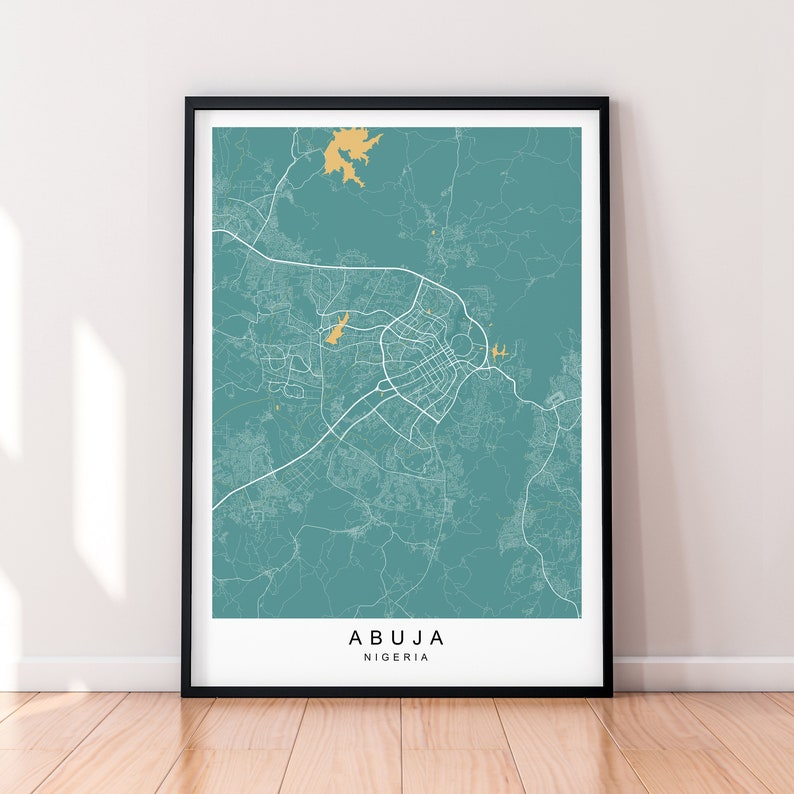 Abuja Map Nigeria Print Minimalist Abuja City Area Map Poster - Etsy