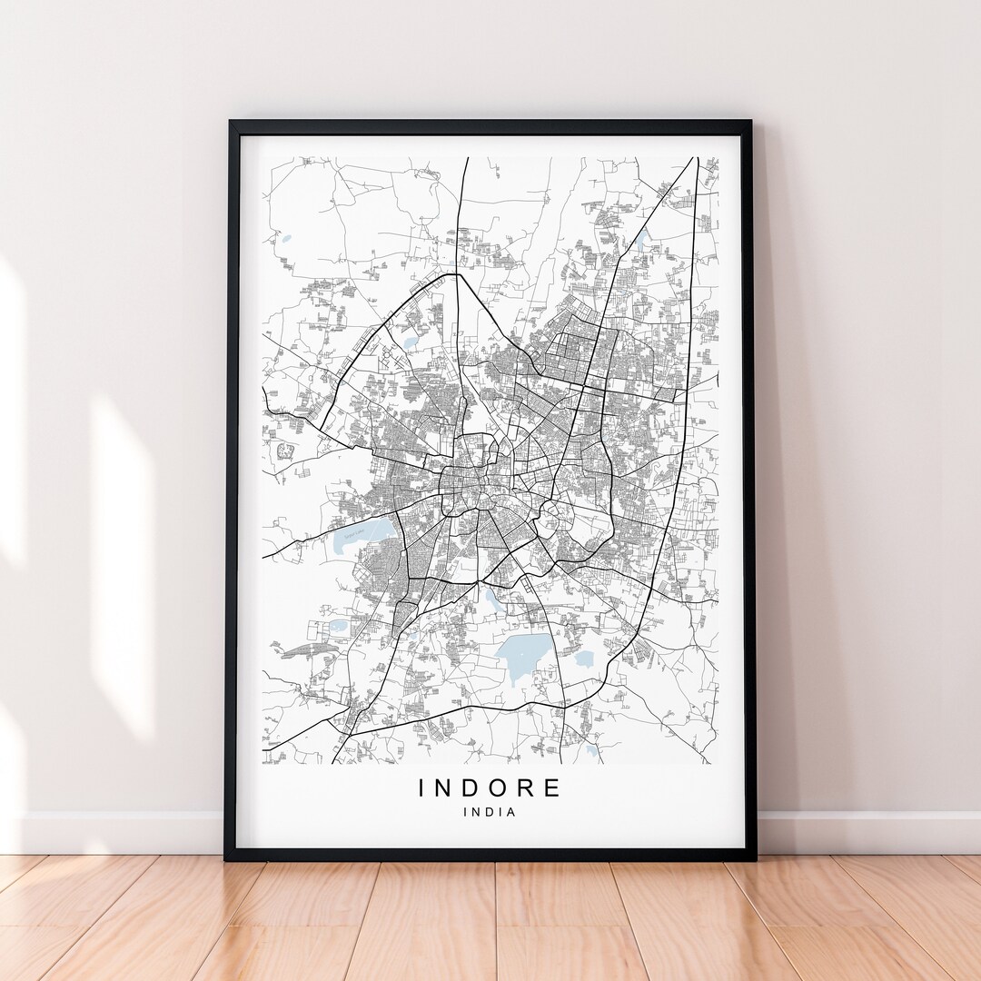 Indore City India Map Print Poster Minimalist Home Indore India Town ...