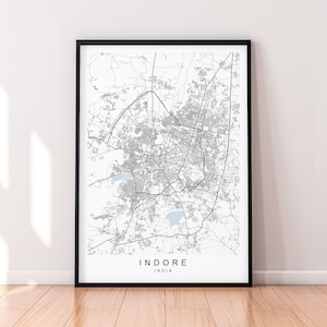 Indore City India Map Print Poster Minimalist Home Indore India Town ...