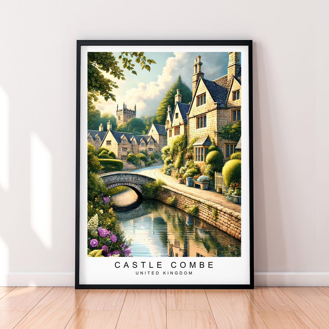 Castle Combe Art Illustration Print Wall Decor Castle Combe Cotswold's ...