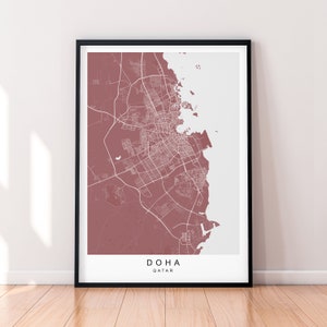 Doha City Map Print Qatar Doha Minimalist Doha City Area Map Poster ...