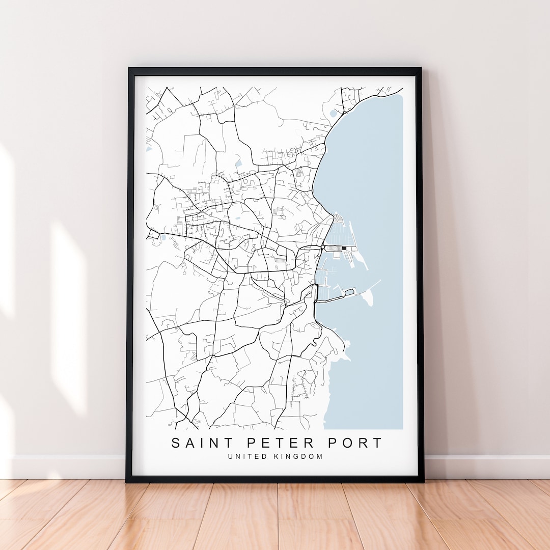Saint Peter Port Map Guernsey Print Poster Minimalist Home Decor Saint ...
