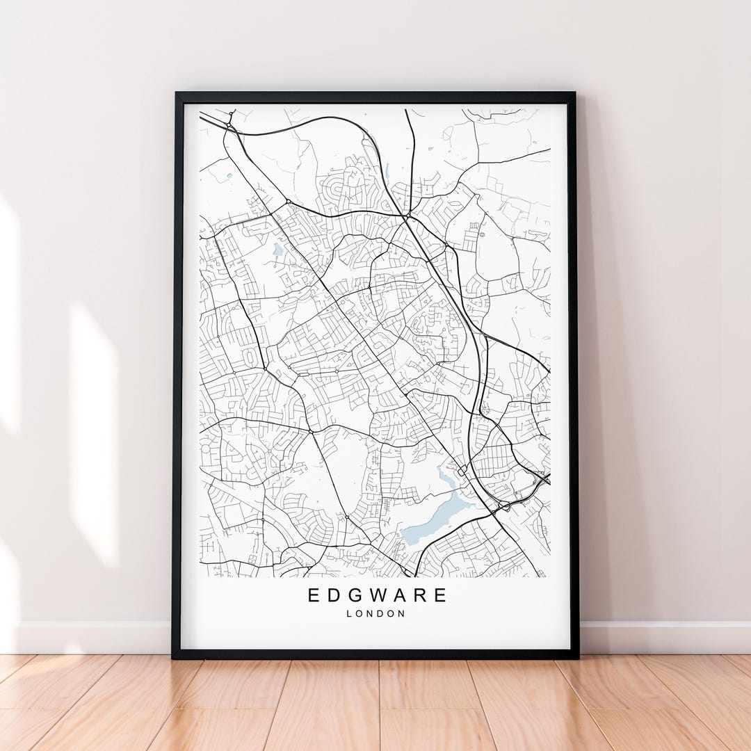 Edgware Borough of London Map Print Poster Minimalist Home London ...