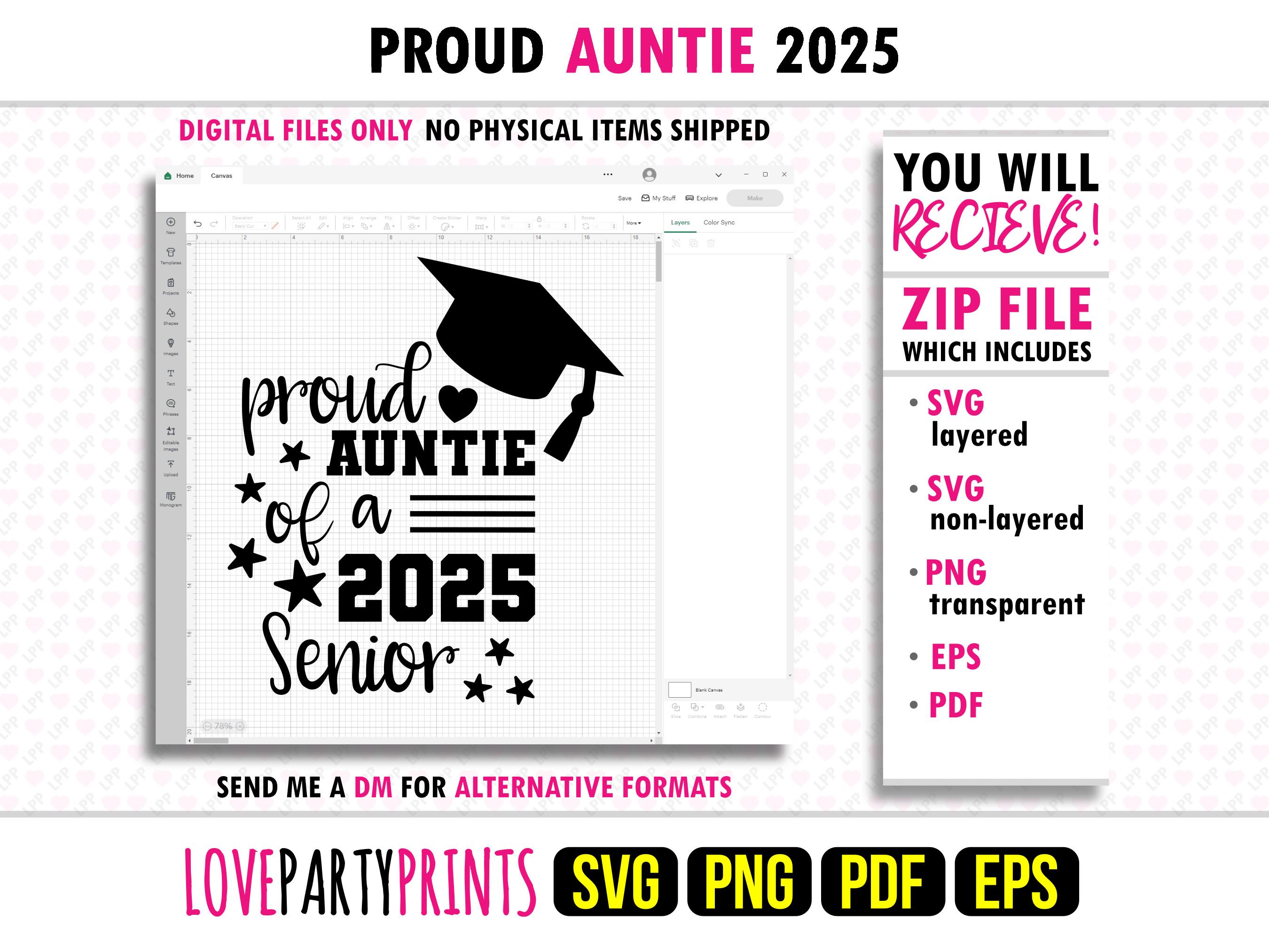 Proud Auntie of a 2025 Senior Svg, Png, Pdf, Eps, Graduate University ...