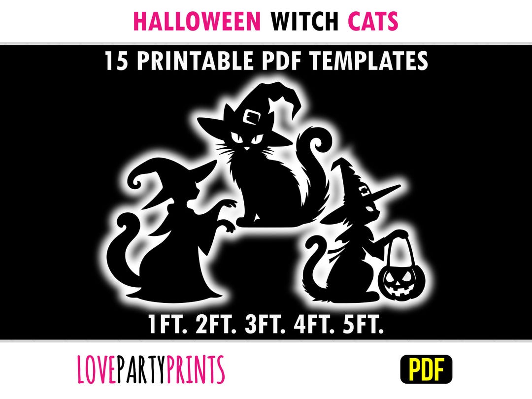 Cats Lawn Templates PDF Letter Size Printable Spooky Halloween Witch ...