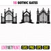 Gothic Gate SVG Bundle, PNG, EPS, Dxf, Spooky Gates, Medieval Gate ...