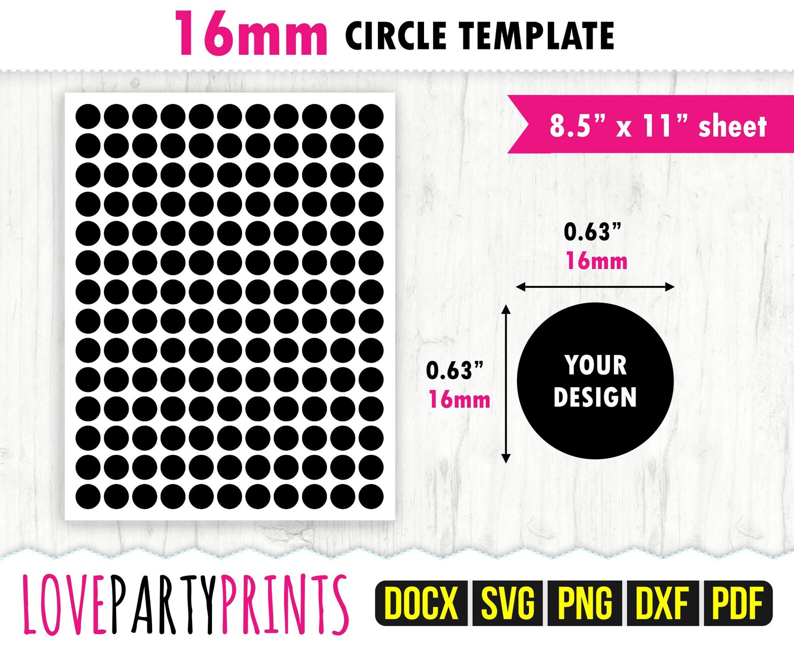 16mm Circle Template SVG, PDF, Png, Dxf, Blank Circle Template, Earring ...