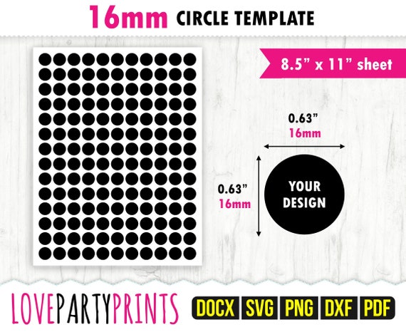 16mm Circle Template SVG PDF Png Dxf Blank Circle - Etsy Canada