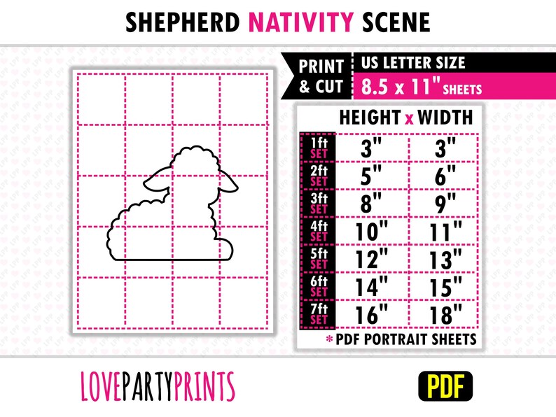 Shepherd Nativity Scene, PDF Templates, Letter Size, Baby Sheep Outdoor ...