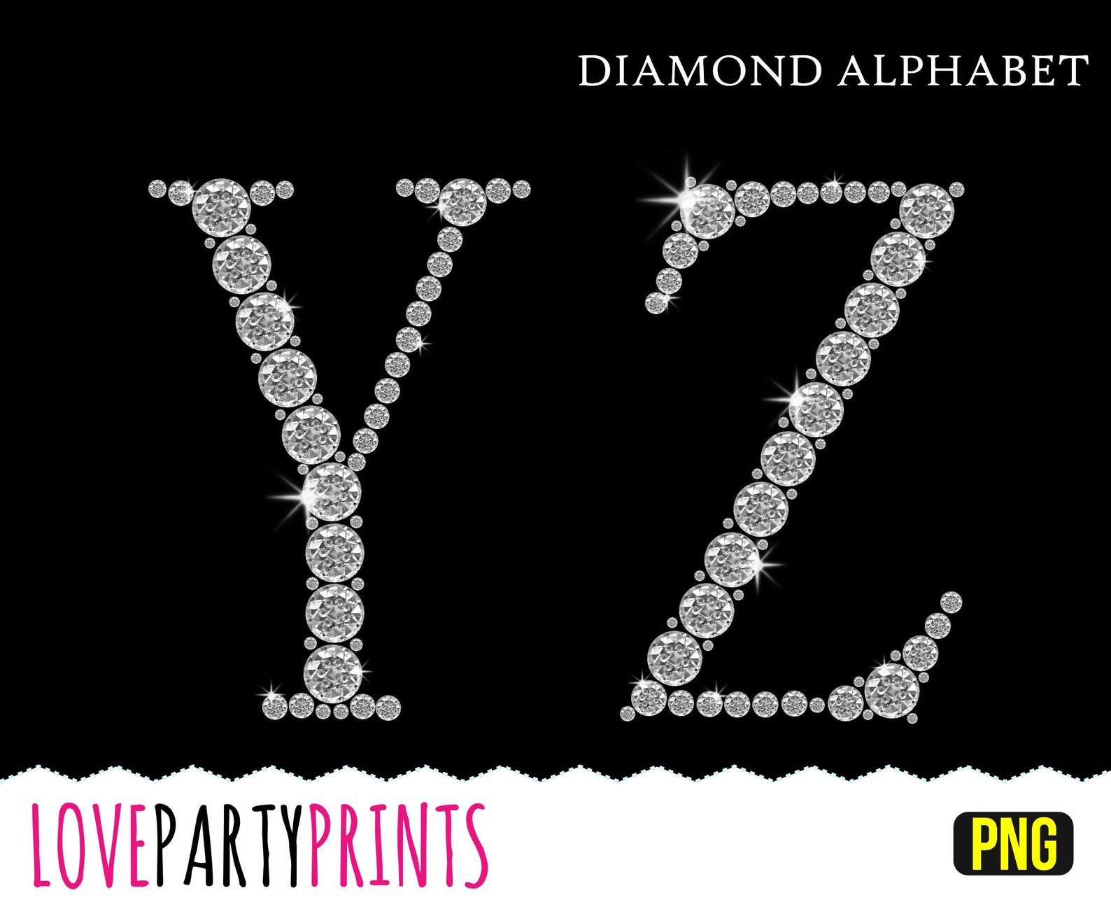 DIAMOND FONT PNG Files Full Diamond Alphabet 300dpi High - Etsy
