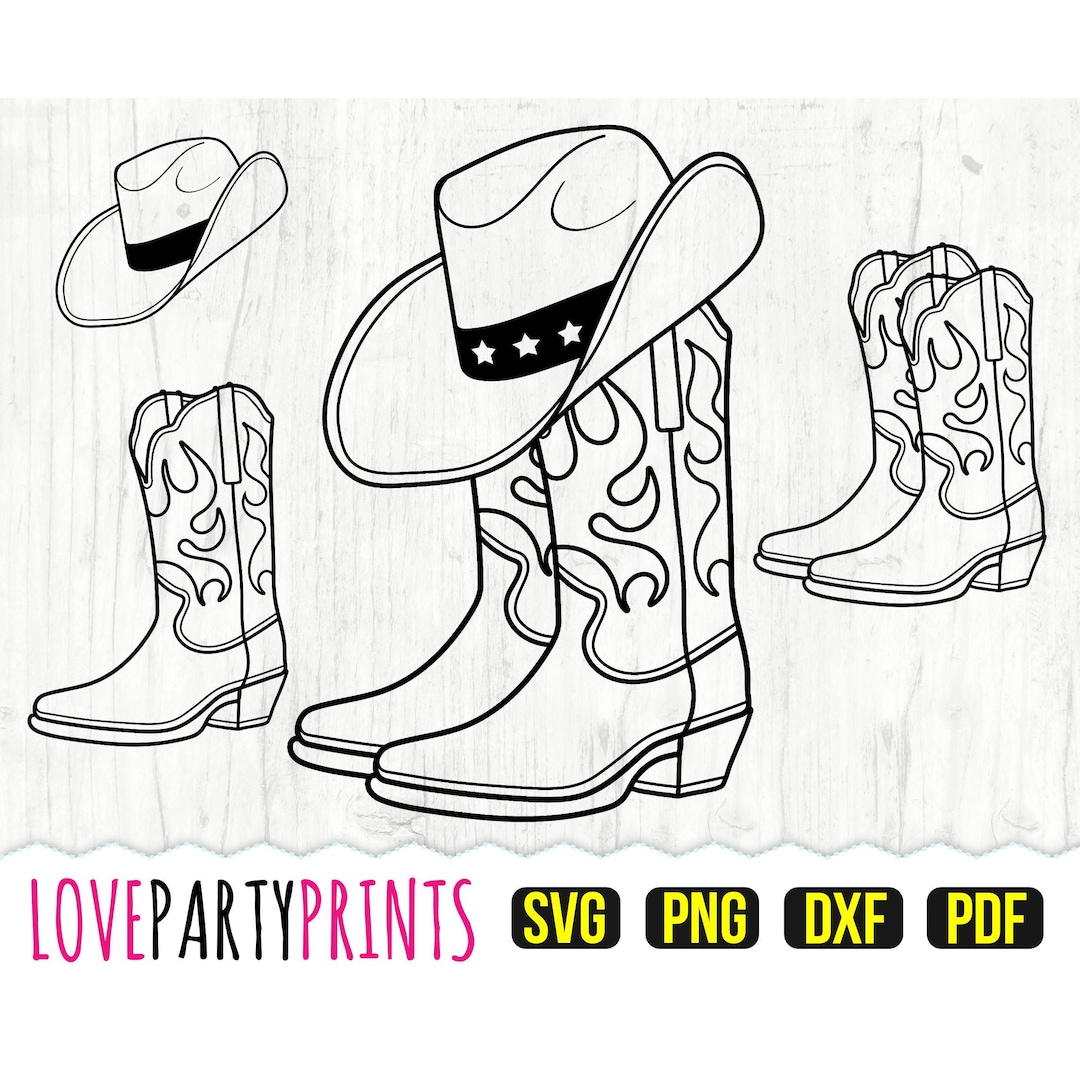 Cowboy Boots SVG, DXF, PNG, Pdf, Cowgirl Boots Svg, Western Boots Svg ...