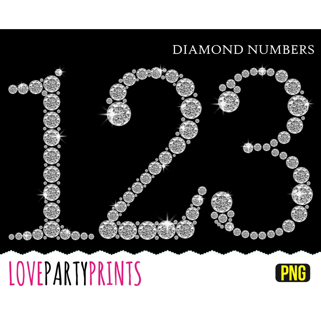DIAMOND NUMBERS PNG Files, Sparkle Numbers, Gemstone Numbers ...
