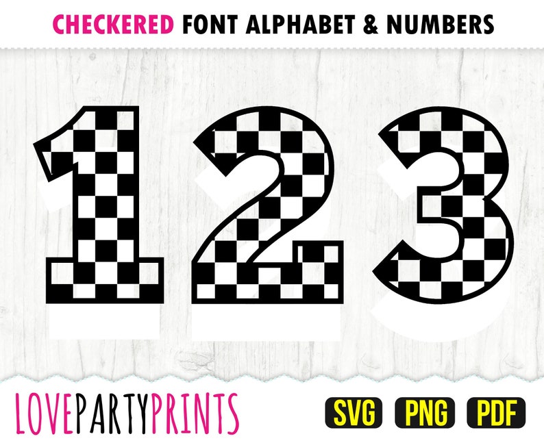 RACING CHECKERED ALPHABET and Numbers Svg, Png and Pdf Files, 300dpi ...