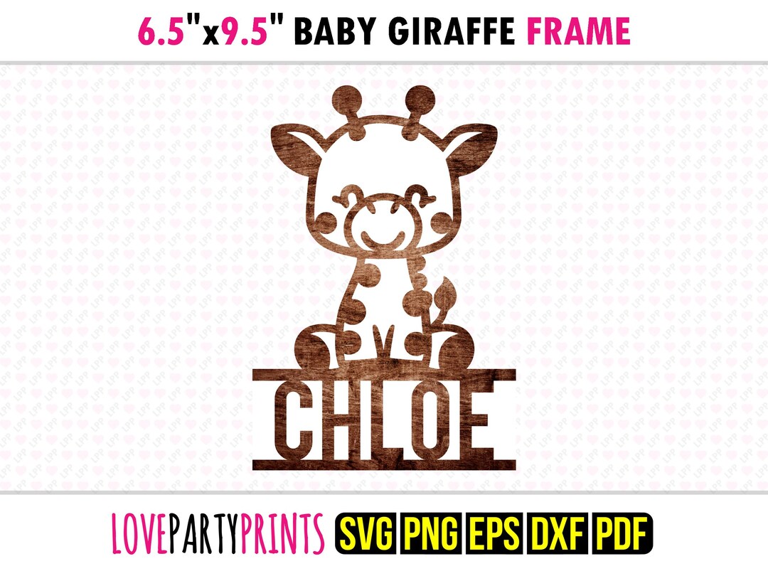 Cute Baby Giraffe Name Sign SVG | Personalised Nursery Wall Art | Laser ...