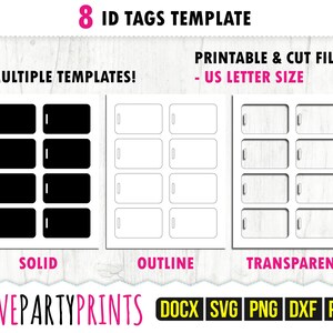 ID Badge Template Svg, Pdf, Png, Dxf, 54x86mm ID Tag Template, 8.5"x11 ...
