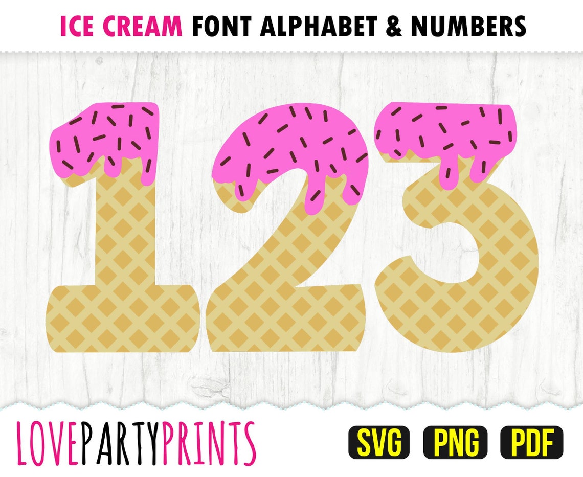 ICE CREAM FONT Svg Png and Pdf Files 300dpi High Quality - Etsy